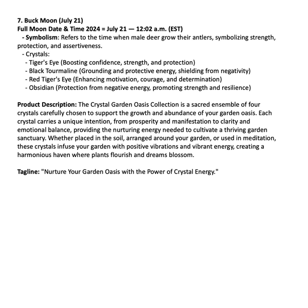 JULY FULL MOON - BUCK MOON Rox Box - crystal set - Crystal Grids