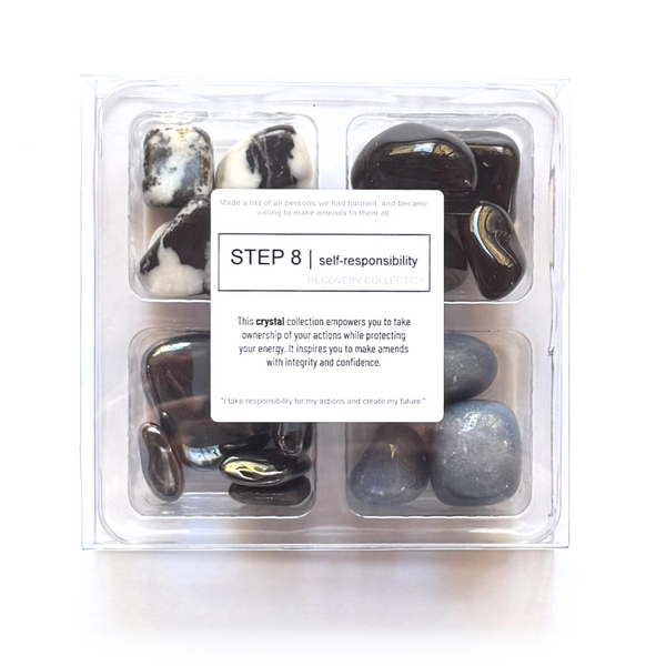 STEP 8 - sobriety stones - Rox Box - recovery crystal set - Crystal Grids