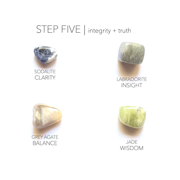 STEP 5 - sobriety stones - Rox Box - recovery crystal set - Crystal Grids