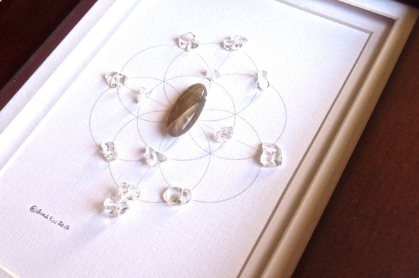 MOONSTONE -- framed crystal grid - Crystal Grids