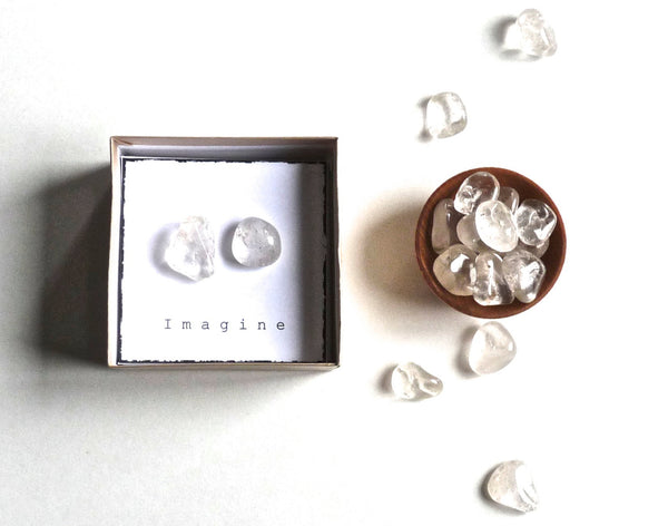 I M A G I N E - CLEAR QUARTZ -- intention stones with gift box ...