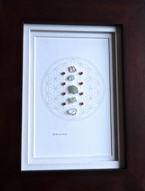 MARCH BIRTHSTONE GRID -- framed crystal grid - Crystal Grids